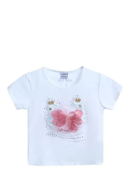MIMI TUTU Swan Applique T-shirt - White