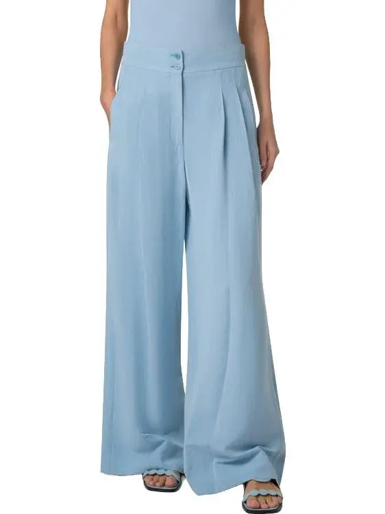 Akris Florence High Waist Wide Leg Pants - Sky