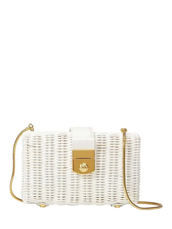 Veronica Beard Lock Rattan Box Clutch - Off White