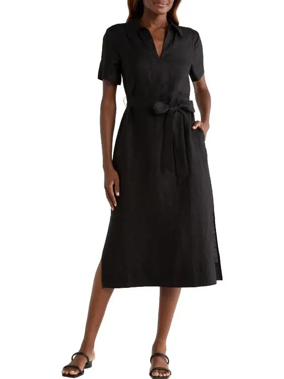 Tommy Bahama Costalina Linen Midi Dress - Black