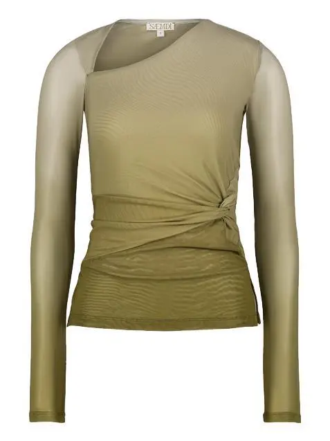 SAEMDI Gradient Mesh Top - Olive Green Gradient