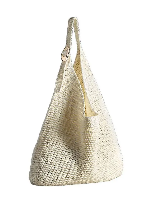 Anthropologie The Love Knot Raffia Tote Bag - Cream