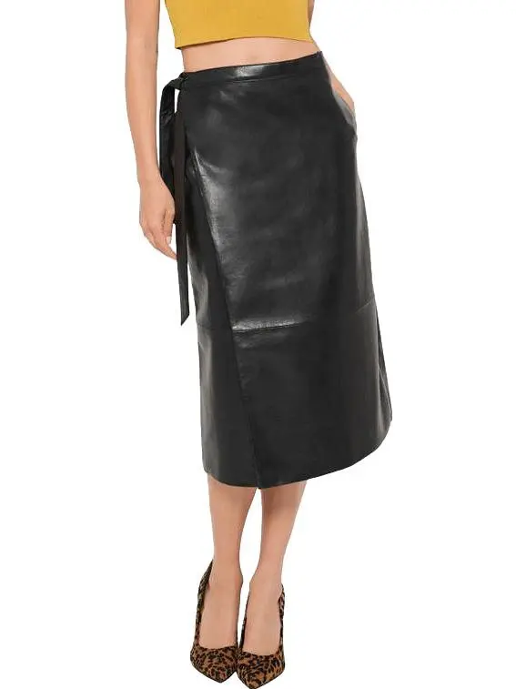 AS By DF As B Y Df Tallulah Recycled Leather Wrap Skirt - Black