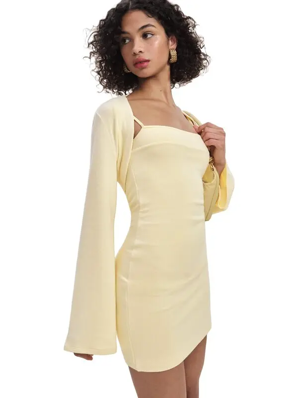 REFORMATION Knit Shrug Dress Set - Yellow