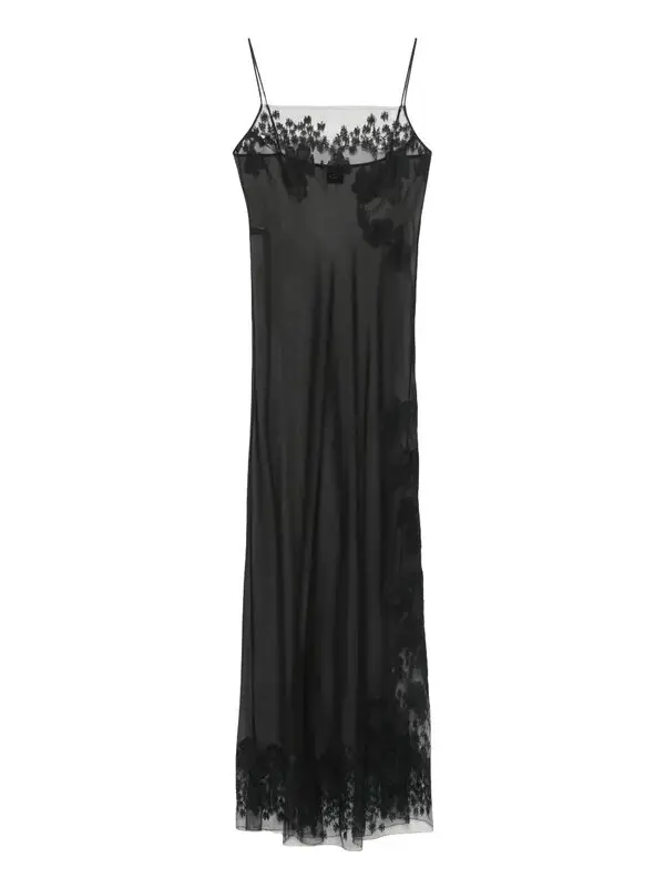 Carine Gilson Lace-detail Organza Nightdress - Black