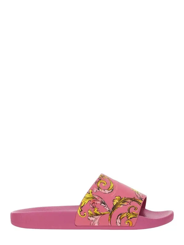Versace Flat Sandals With Baroque Print - Pink