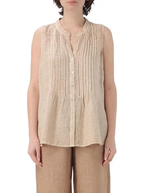 120% Lino Sleeveless Shirt - Beige