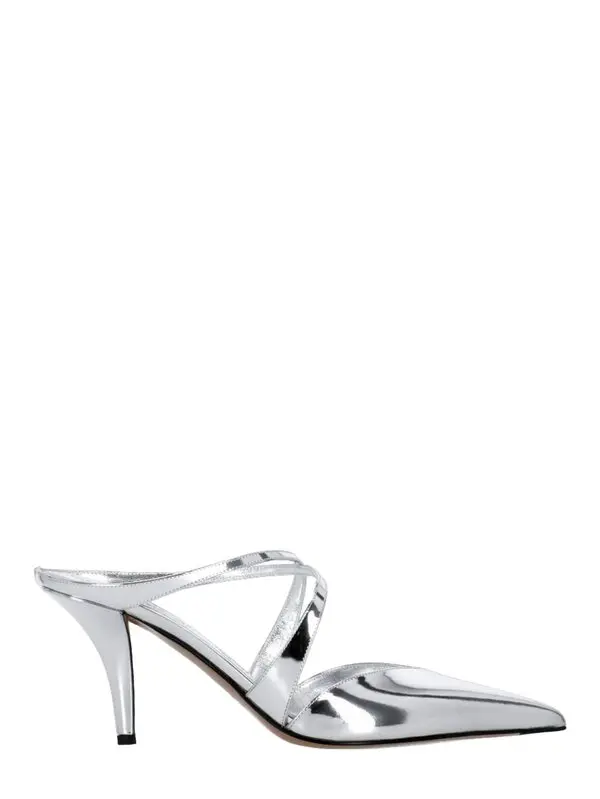 Paris Texas Pointed Toe Heeled Slides - Silver