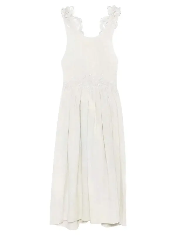 MAURIZIO MYKONOS Lace-detailed Midi Dress - Neutrals