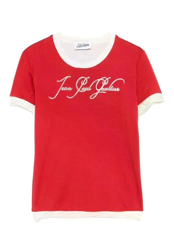 Jean Paul Gaultier Logo-embroidered T-shirt - Red