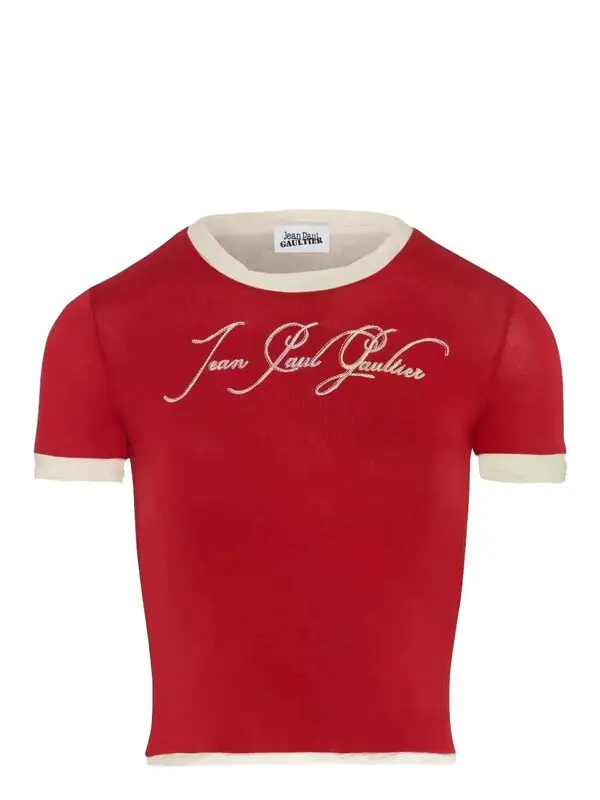 JEAN PAUL GAULTIER Logo-embroidered T-shirt - Red