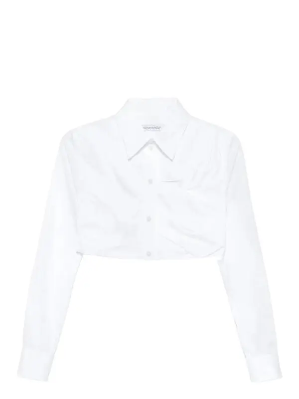 Viktor & Rolf Pleated Cropped Shirt - White