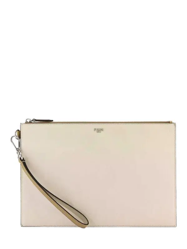 Fendi Leather Clutch - Neutrals