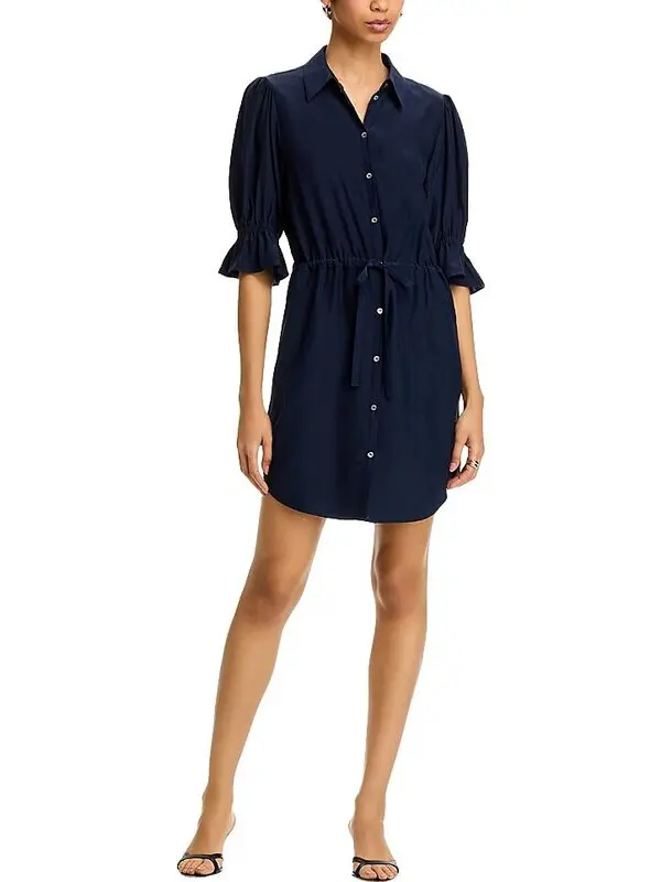 Cinq À Sept Fiona Silk Shirt Dress - Navy