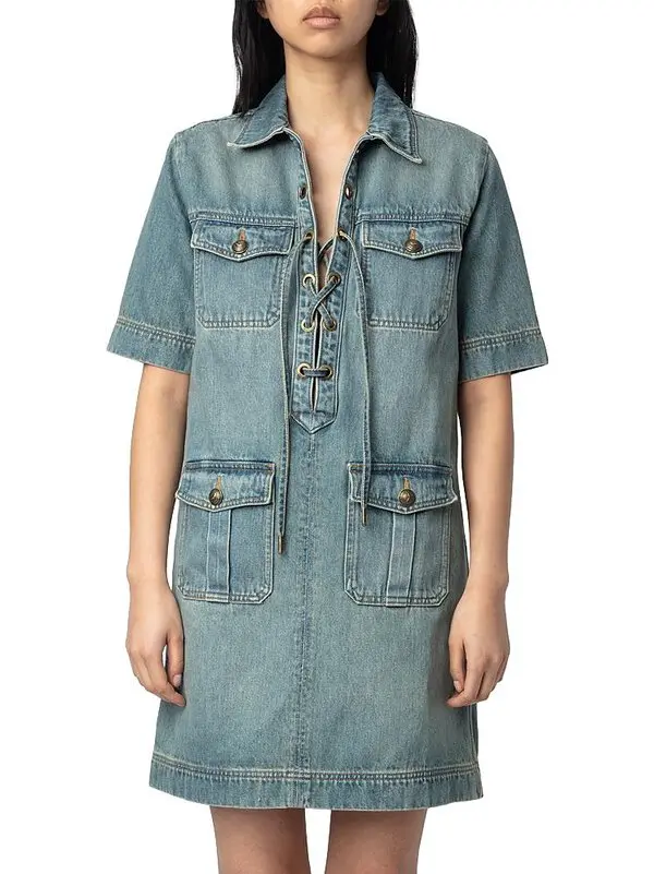 Zadig&Voltaire Record Denim Shirt Dress - Light Blue