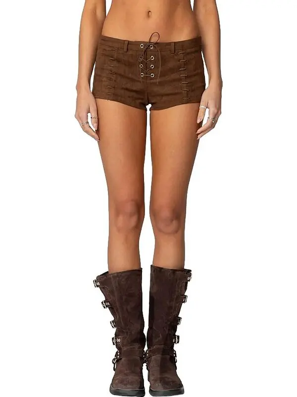 EDIKTED Sloane Micro Shorts - Brown