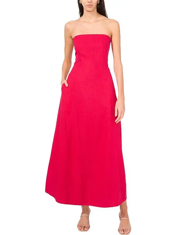 1.State Strapless Smocking Panel Dress - Magenta
