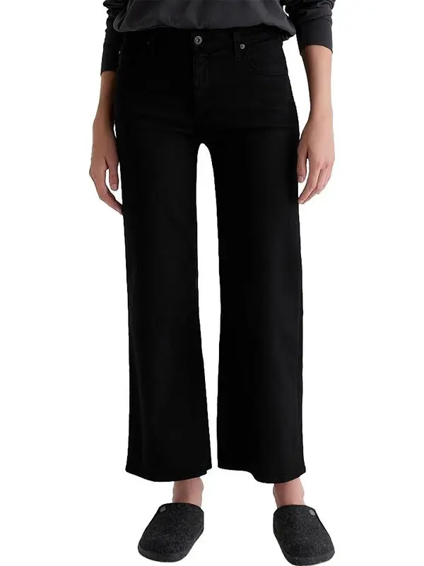 Ag Saige Mid-rise Wide-leg Cropped Jeans - Super Black