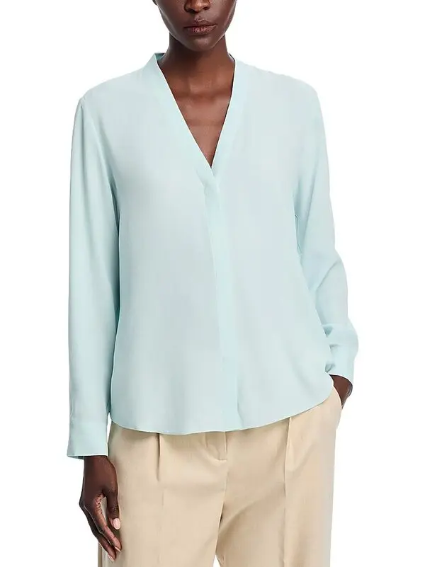Eileen Fisher Silk V-neck Top - Clearwater