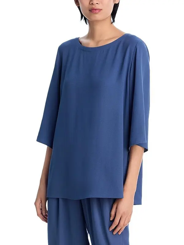 Eileen Fisher Silk Ballet Neck Top - Dusk