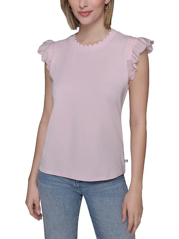 Karl Lagerfeld Paris Sleeveless Ruffled Top - Parfait