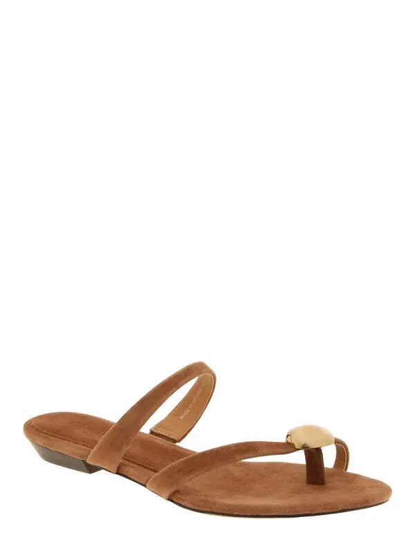 Madewell The Mila Hardware Toe Loop Slide Sandal - Aged Cognac