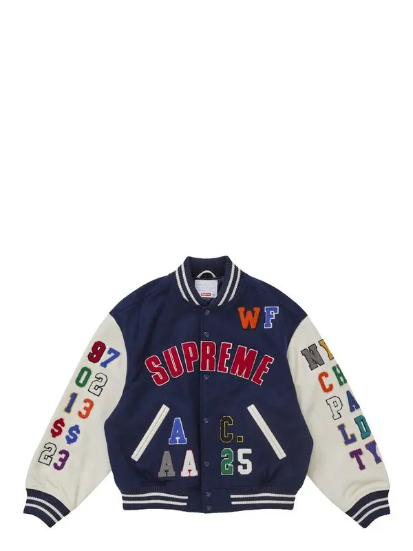 Supreme Praises Varsity Jacket - Navy Blue