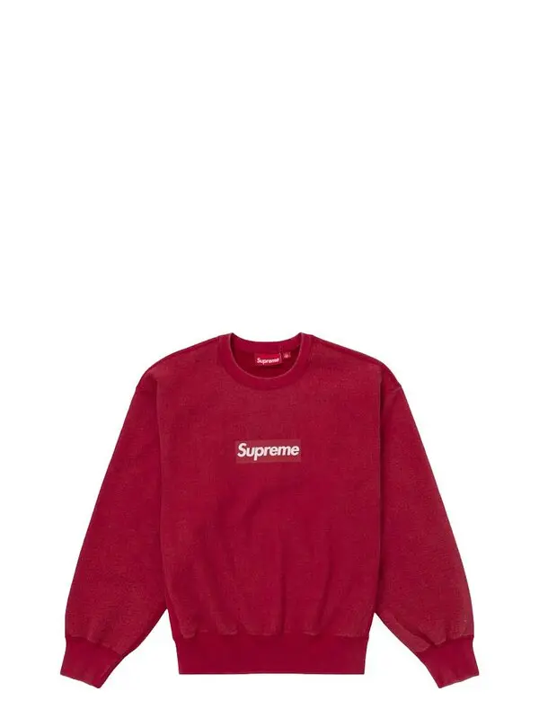 Supreme Washed Box Logo Crewneck Sweatshirt - Red
