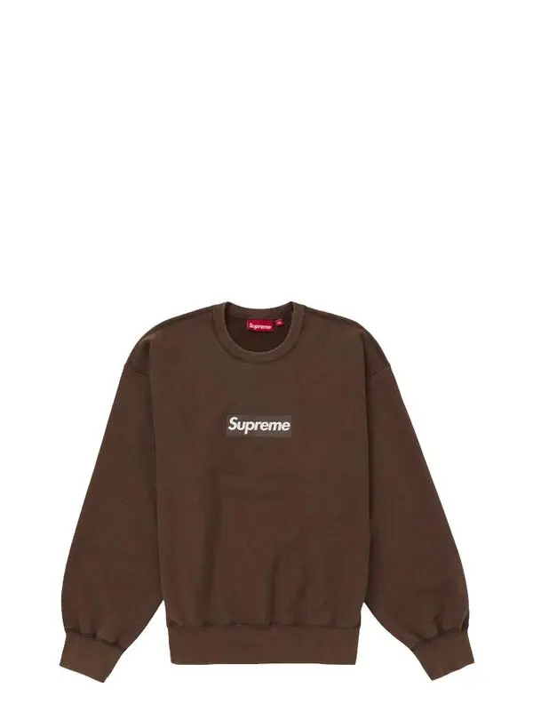 Supreme Washed Box Logo Crewneck Sweatshirt - Brown