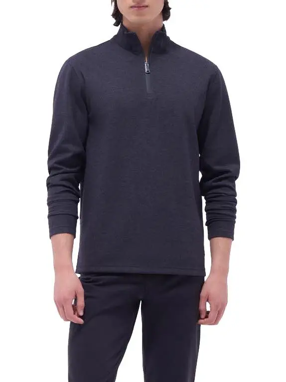 Bugatchi Quarter Zip Performance Pullover - Black