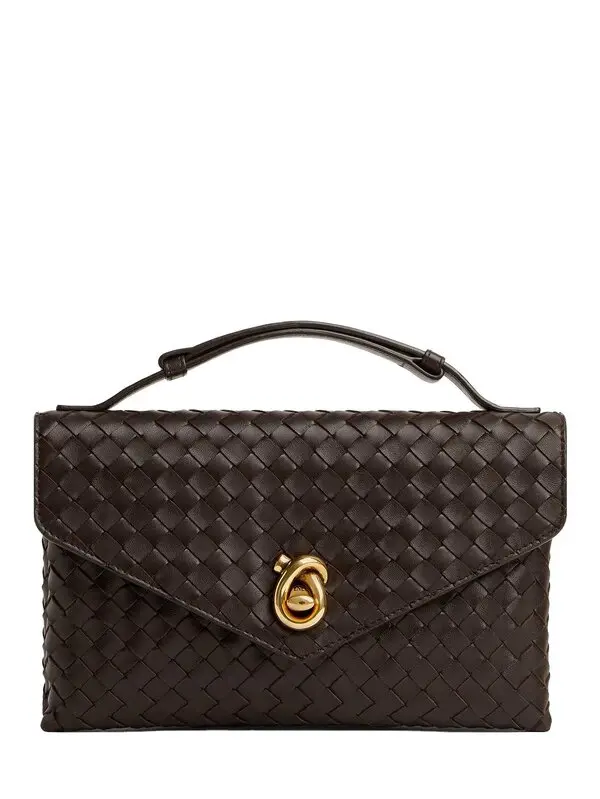 Bottega Veneta Knot Lock Intrecciato Leather Shoulder Bag - 2190 Fondant-m Brass