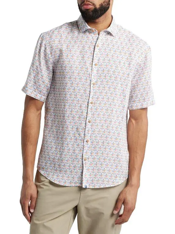 Johnnie-o 5 O'clock Somewhere Short Sleeve Linen & Lyocell Button-up Shirt - White