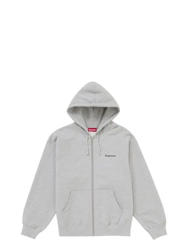 Supreme Crest Zip Up Hooded Sweatshirt - Heather Grey