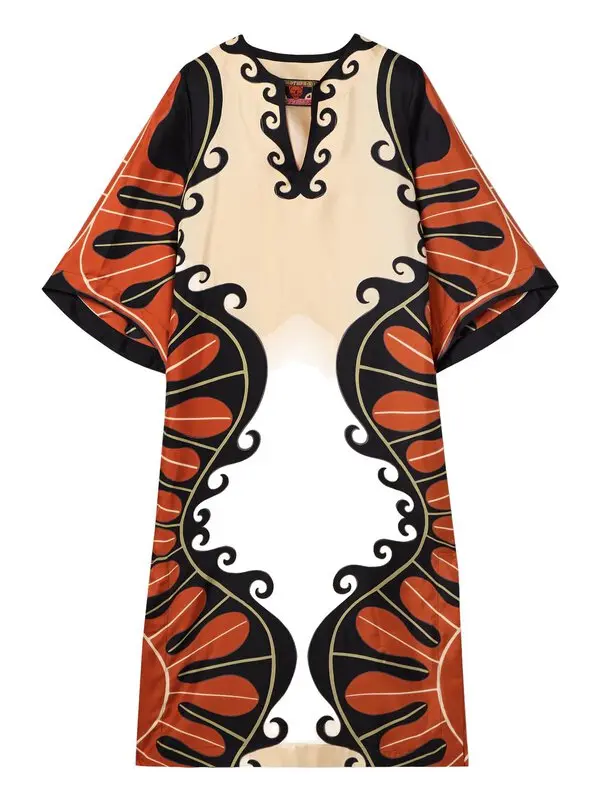 La DoubleJ Mother Printed Silk-twill Kaftan - Neutrals