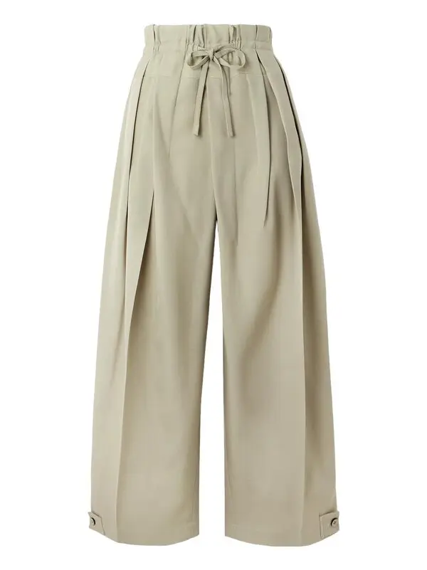 JIL SANDER Pleated Wide-leg Wool-twill Pants - Green