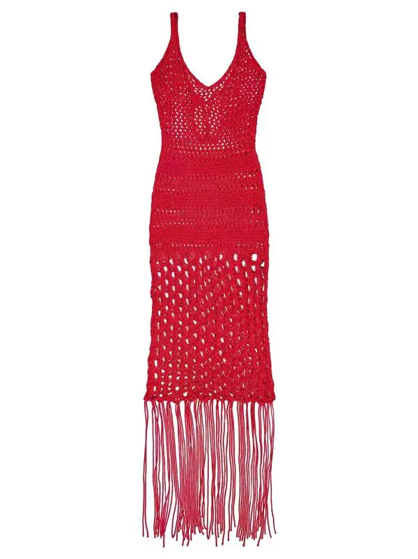 LANEUS Crochet-knit Dress - Red