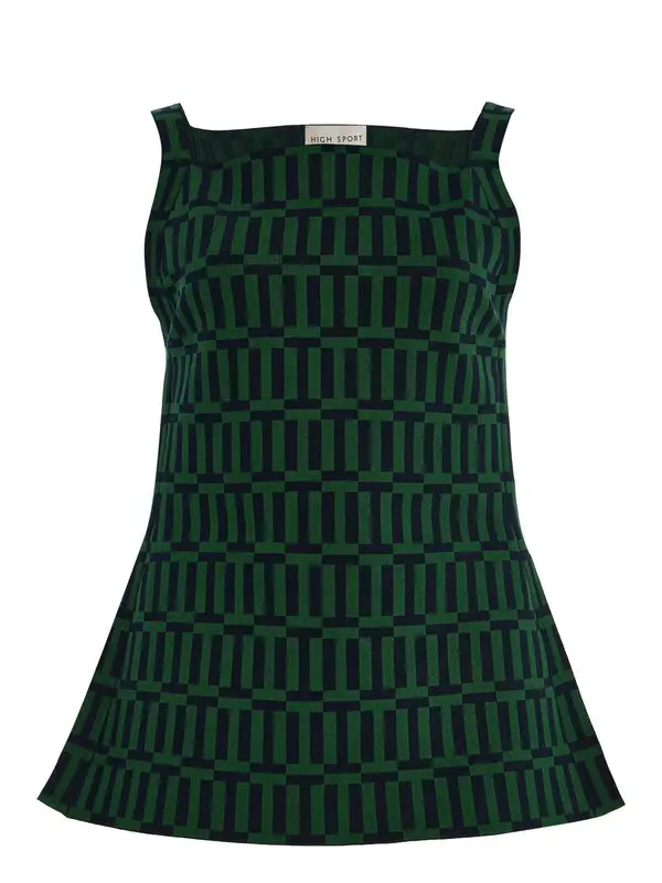 HIGH SPORT Asher Geo-jacquard Apron Top - Green