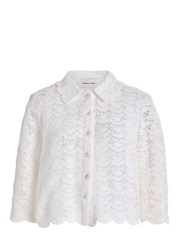 MARLIES GRACE Rosamund Crocheted Cotton Jacket - White
