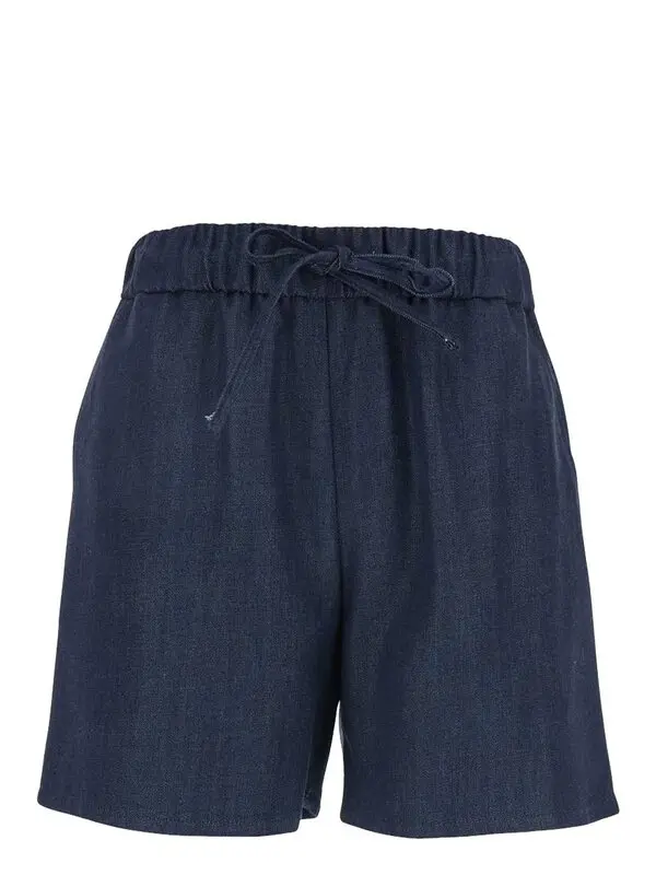 PLAIN Tech Fabric Shorts With Drawstring Waist - Blue