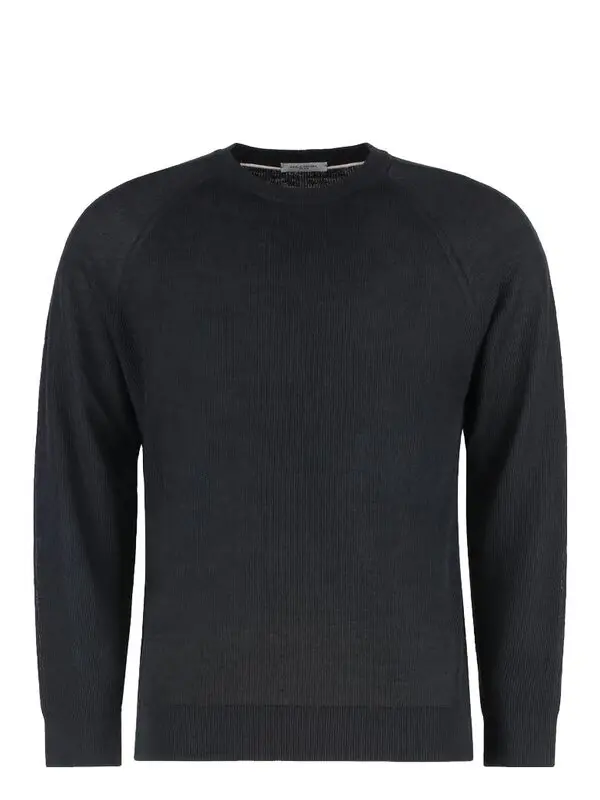 PAOLO PECORA Linen-cotton Crew-neck Sweater - Black