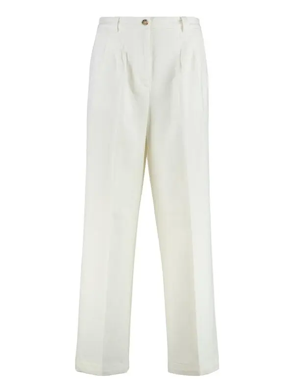 A.p.c. Tressie Cotton Blend Wide Leg Trousers - White