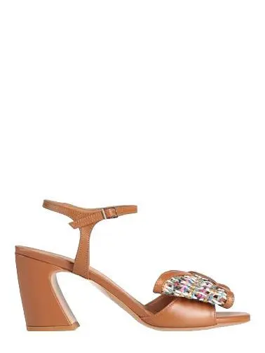 OVYE Leather Sandals With Bow Detail - Brown