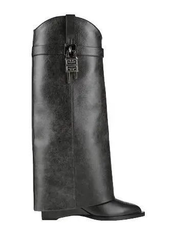 Givenchy Leather Wedge Heel Boots - Grey