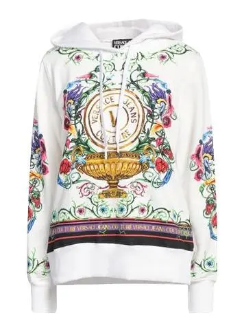 Versace Floral Print Hooded Sweatshirt - White