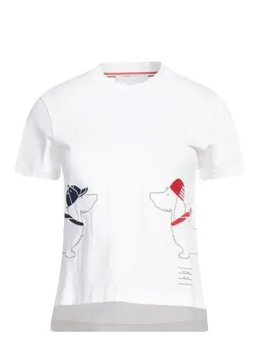 Thom Browne Printed T-shirt With Embroidered Logo - White