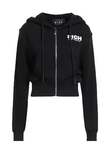 John Richmond Cotton French Terry Zip Up Hoodie - Black