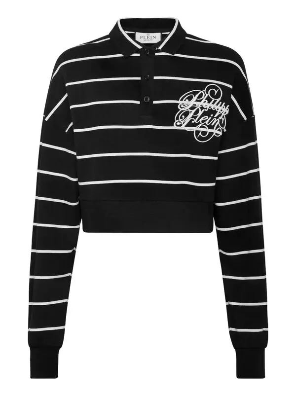 Philipp Plein Striped Polo Shirt - Black