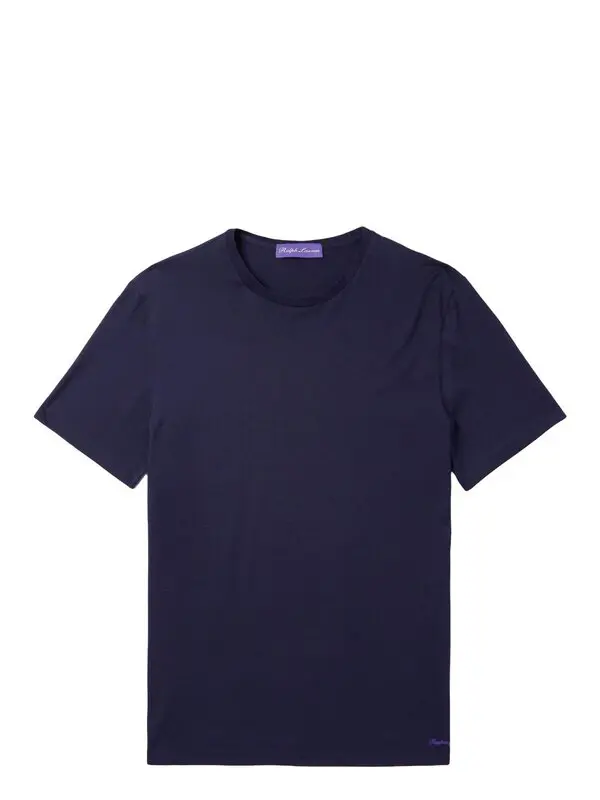 Ralph Lauren Purple Label Logo-embroidered Cotton-lisle T-shirt - Blue