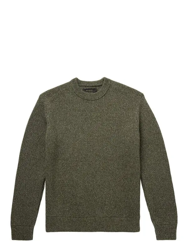 Purdey Glamis Ribbed Wool And Cotton-blend Sweater - Green