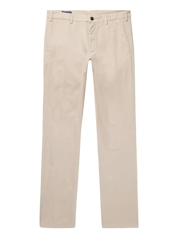 Peter Millar Somerset Slim-fit Stretch Cotton And Linen-blend Trousers - Neutrals